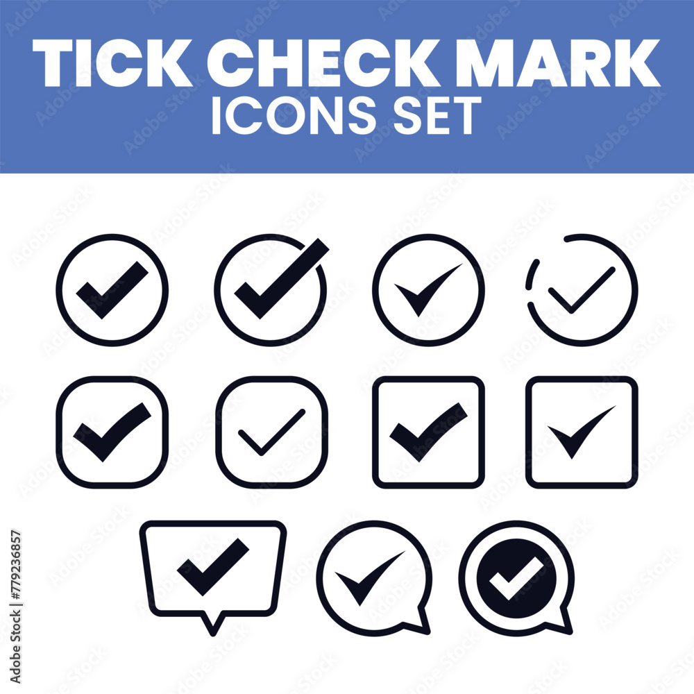 Check Mark Icons Set Vector Tick Mark Illustration Correction Mark ...