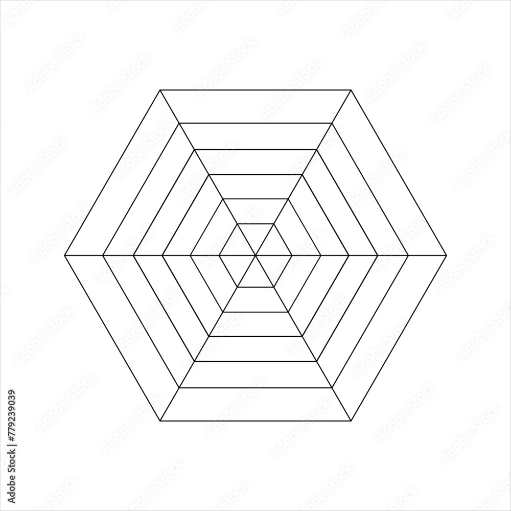 Hexagon diagram divided on equal segments. Statistics or analytics ...