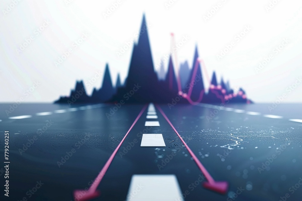 2D concept art of an empty road with a finish line that turns into a ...