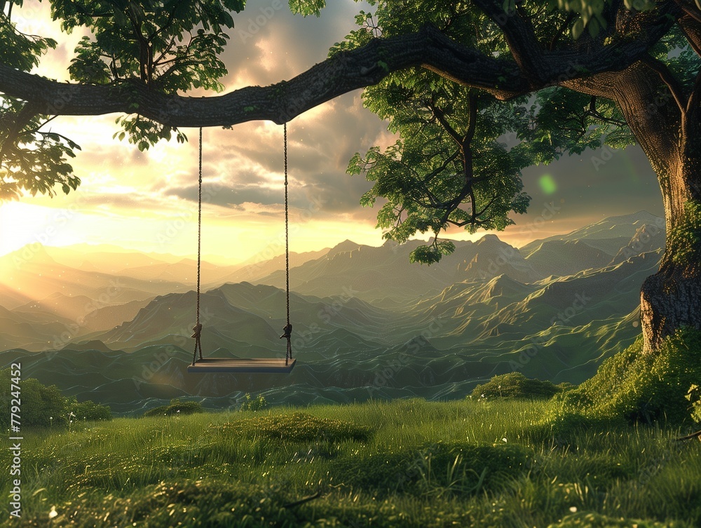 Soaring high amidst the vast greenery, the swing of endless ...