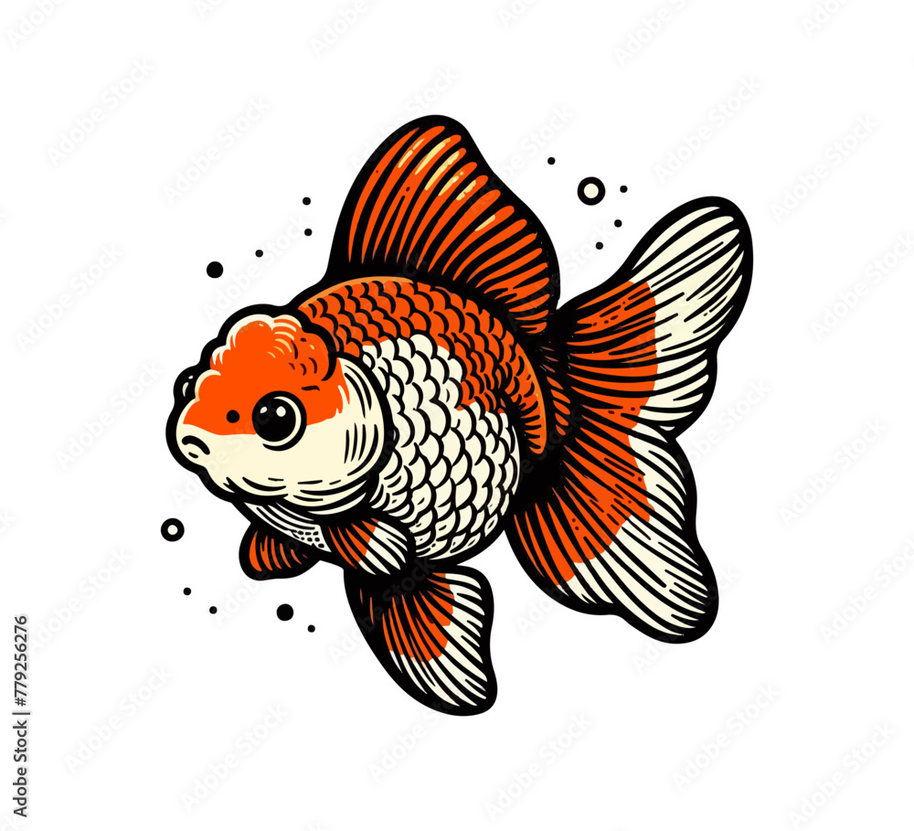 oranda goldfish hand drawn vector illustration Stock Vector | Adobe Stock