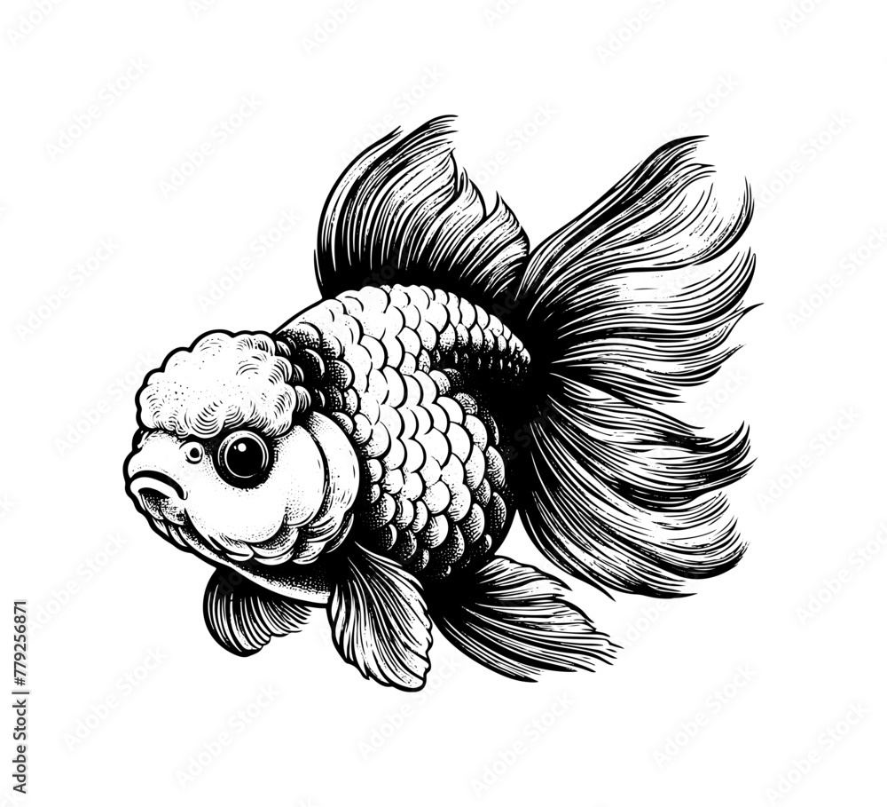 oranda goldfish hand drawn vector illustration Stock Vector | Adobe Stock