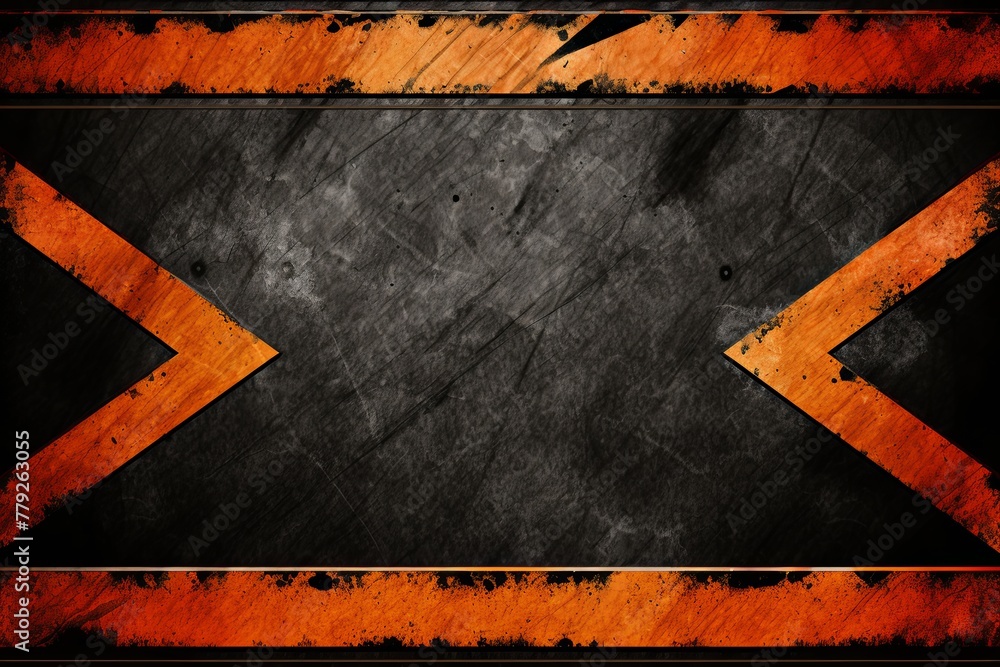Peach black grunge diagonal stripes industrial background warning frame ...