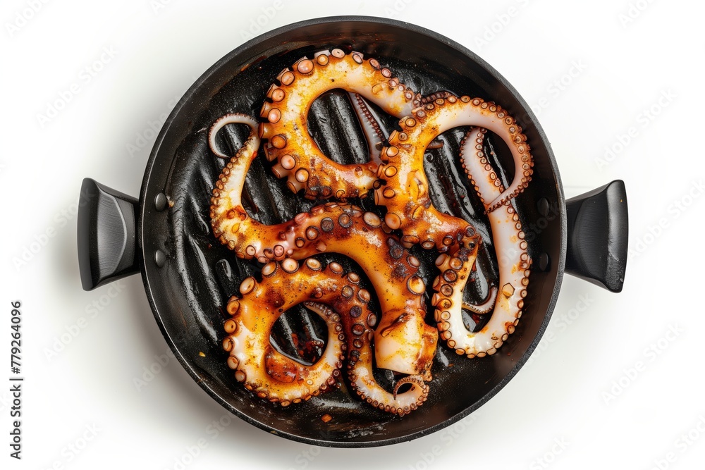 An overhead shot displaying a whole octopus with tentacles stretched ...