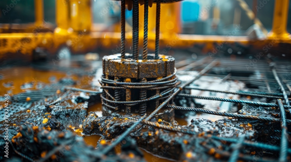 Intimate look at a rebar tie wire spool in use, highlighting the ...