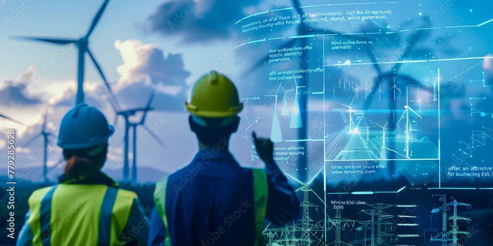 Wind turbine farm is an alternative electricity source for business esg ...