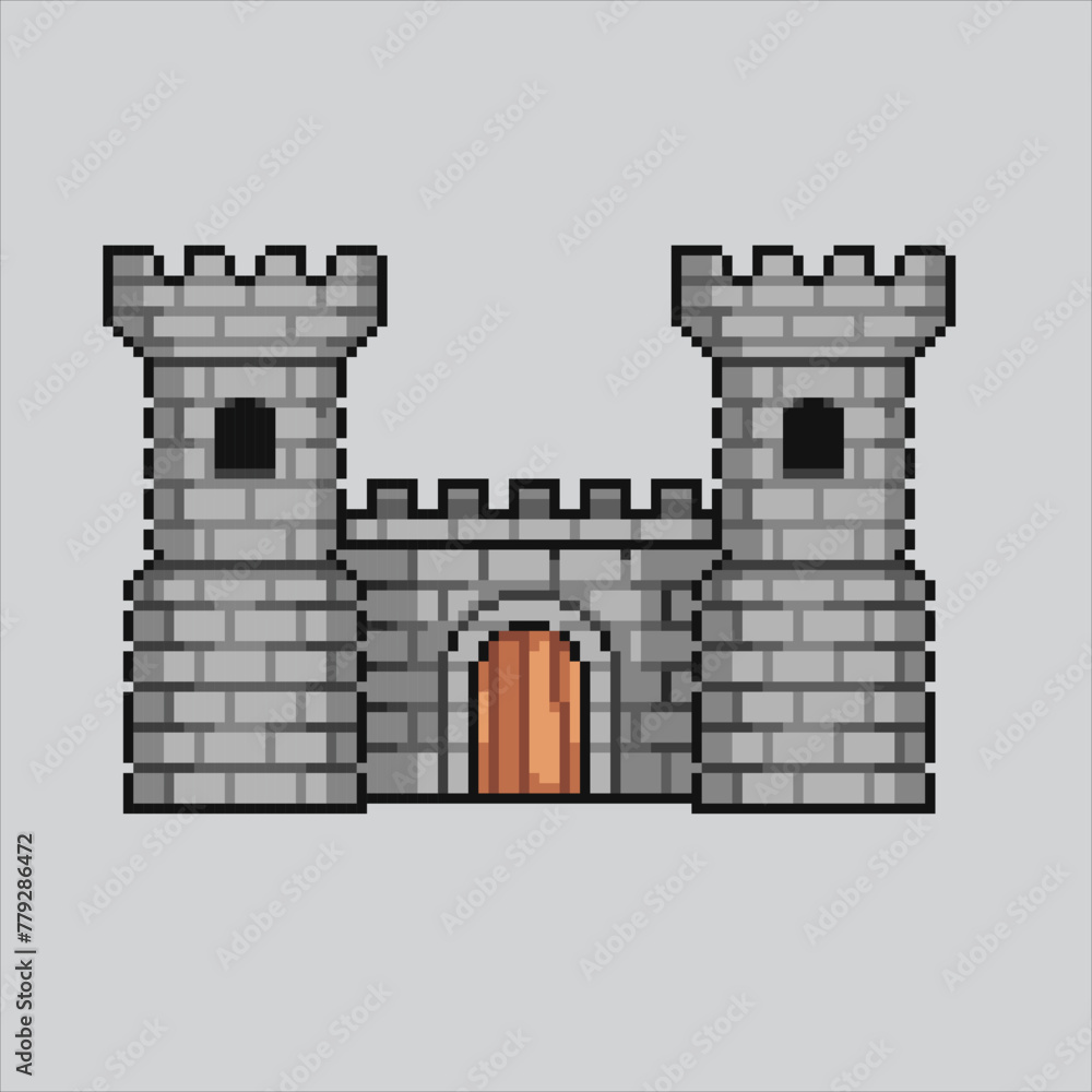 Pixel art illustration War Fortress. Pixelated Castle. Medieval ...