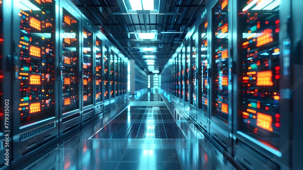 Data center abstract background, database within terminal storage ...