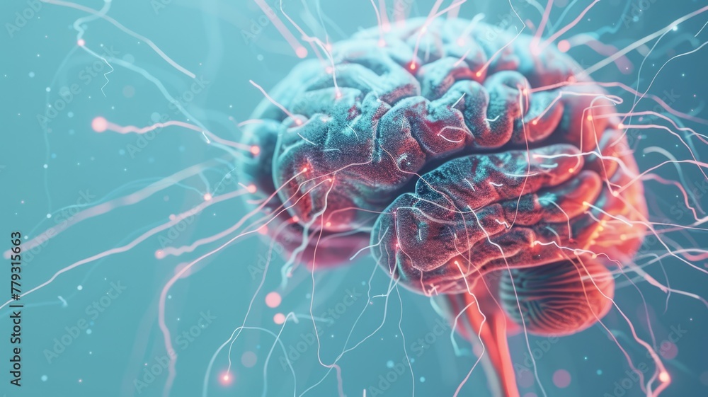 Neural network concept of human brain - A detailed image showing a ...