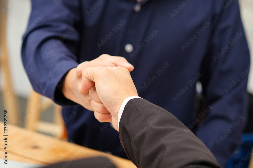 Hand of people working fist bump assemble corporate meeting teamwork ...