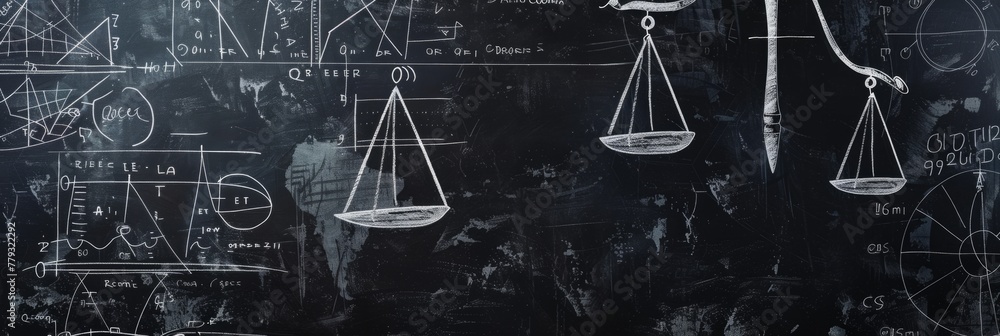 Chalkboard full of scientific equations and diagrams - This image ...