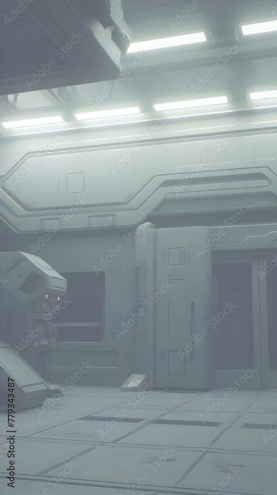 Expansive Digital Space Interior with Futuristic Sci-Fi Design Elements ...