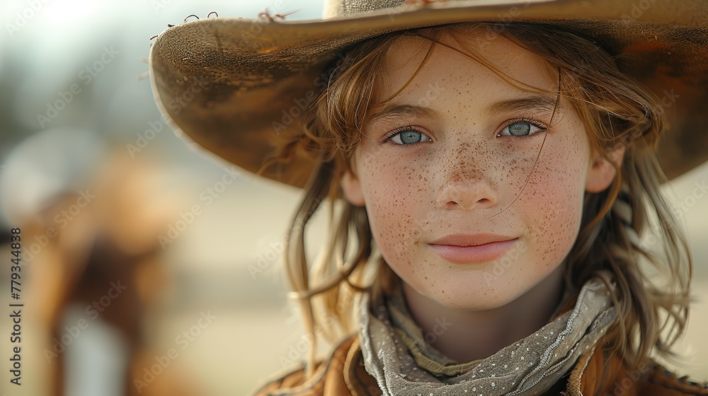 Cowboy adolescente posando en el campo, modelo joven con ropa que ...