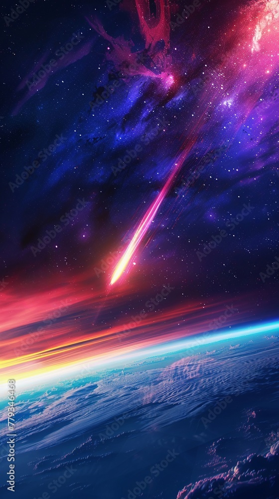 Meteorite glowing on Earths surface with vivid colors reminiscent of ...