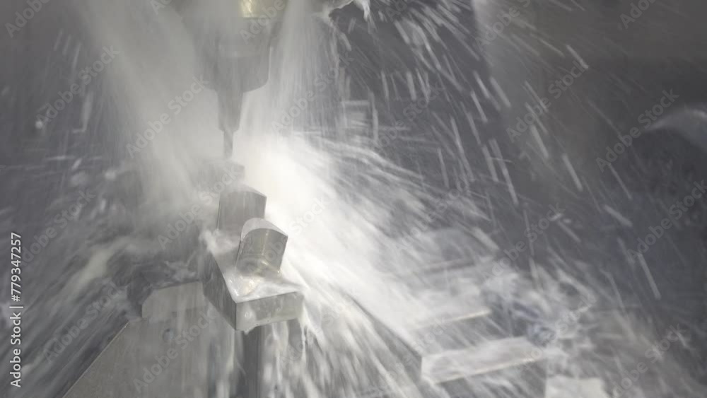 The 5-axis CNC milling machine cutting the water turbine parts with ...