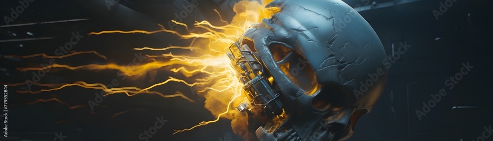 Explosive Skull:A Captivating Sci-Fi Fusion of Dark Enigma and Radiant ...
