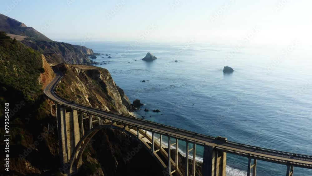 4k aerial footage of Bixby Creek Bridge on the Big Sur coast of ...