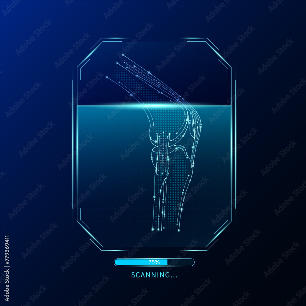Knee joint bone scanning radar screen. Medical technology health care ...