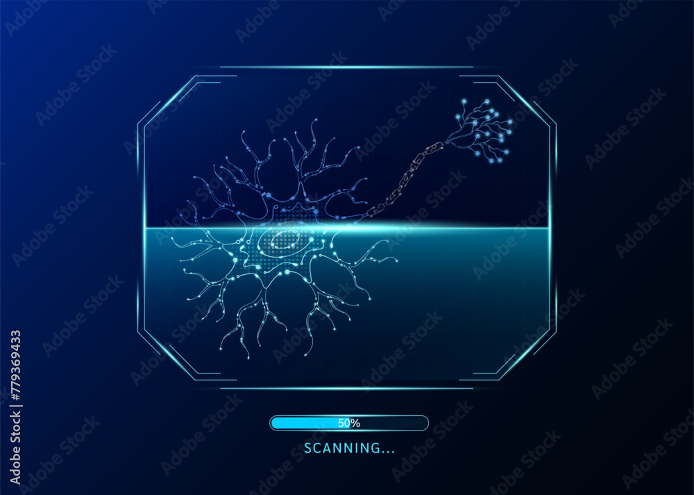 Nerve cell scanning radar screen. Medical technology health care ...
