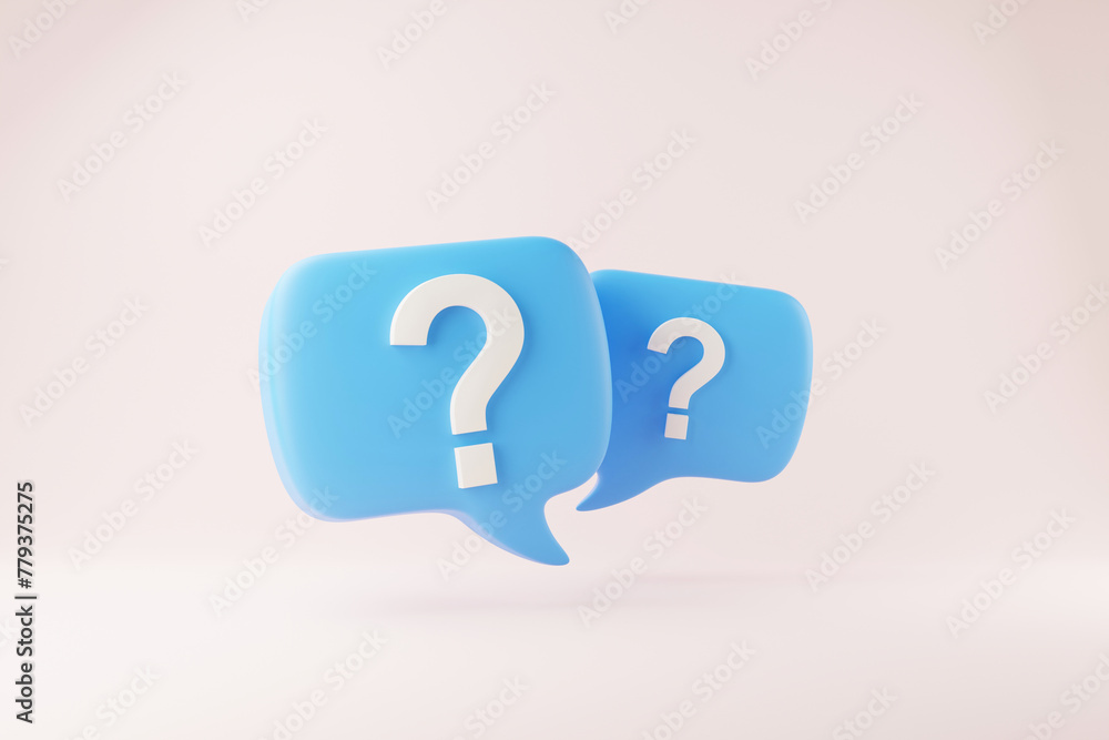 3D rendering A question mark floated in the air. Question ideas that arise in various places ...