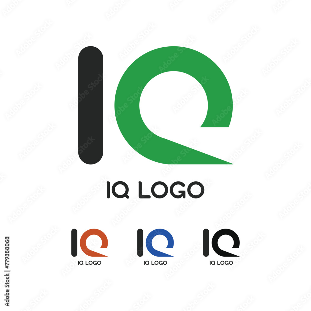 IQ test logo set of 4 IQ logos Stock Vector | Adobe Stock