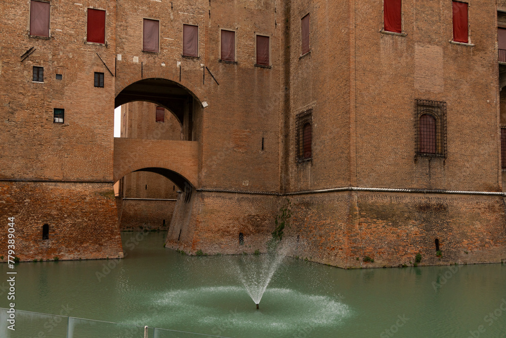 City of Ferrara, historic center, fortifications and castle surrounded ...