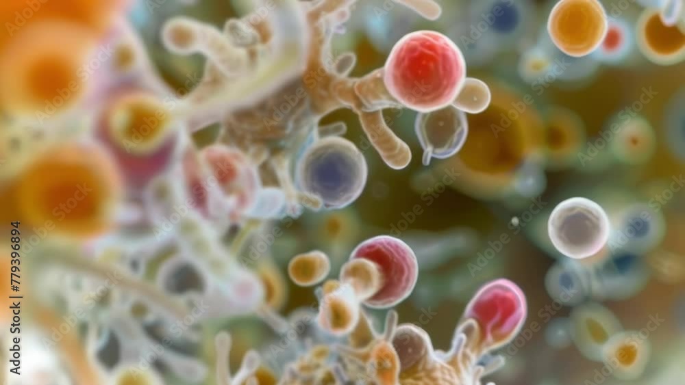 A magnified view of a bacterial aggregate revealing the diverse shapes ...