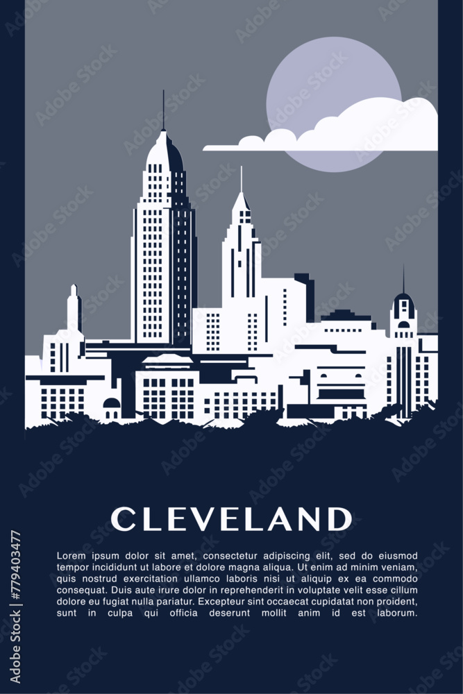 Photo & Art Print USA Cleveland retro city infographic poster with ...