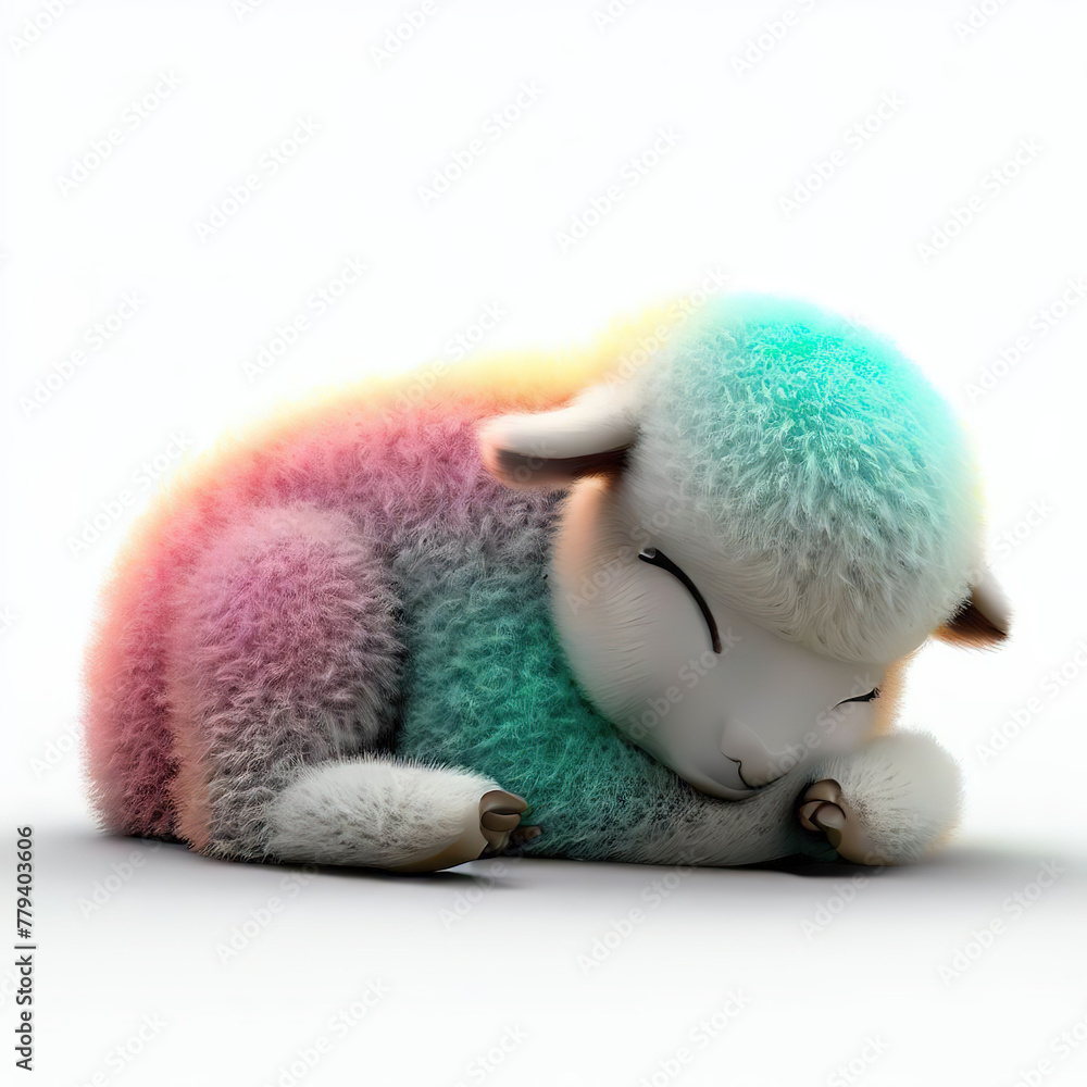 Beautiful cute fluffy sheep sleeping peacefully.with Generative AI ...