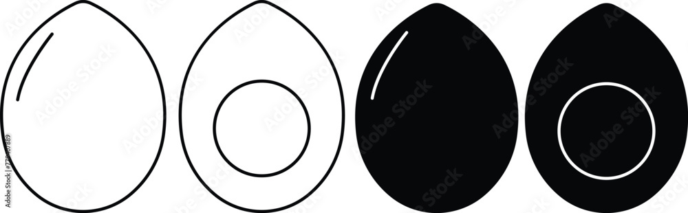 Flat style egg icon shape set. Easter design logo symbol silhouette ...