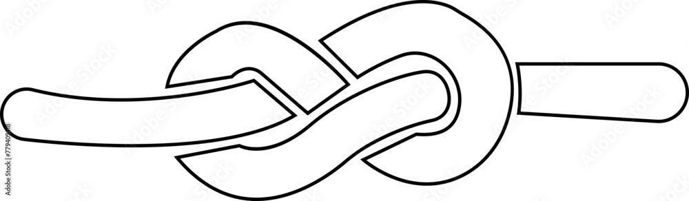 The rope icon. Black silhouette Horizontal beautiful rope tie vector ...