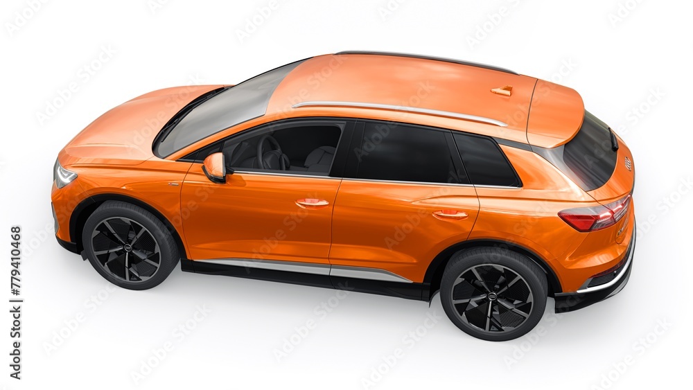 Berlin. Germany. March 11, 2024. Audi Q4 e-tron 2022. Orange modern ...