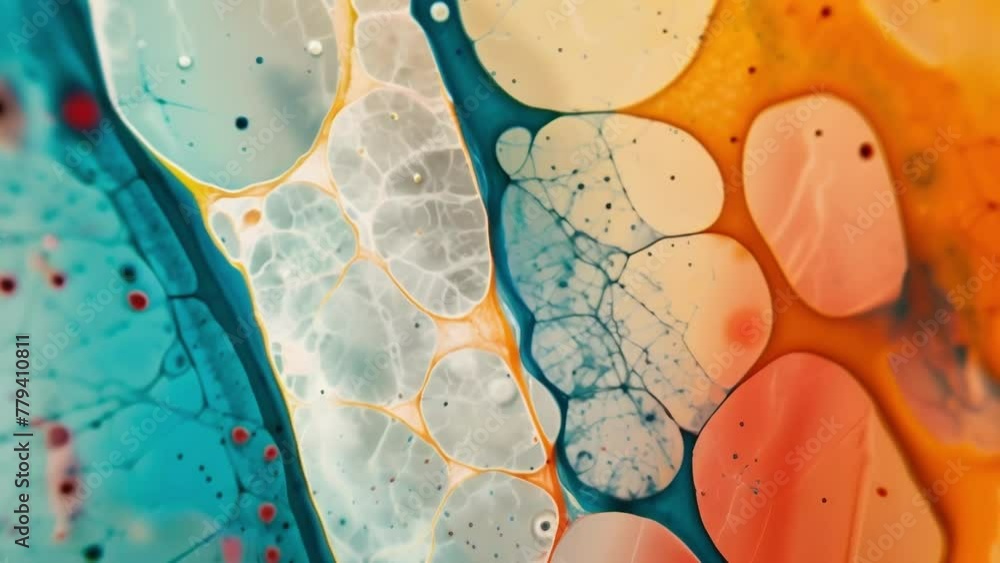 An intricate pattern of colors and lines on a closeup image of a ...