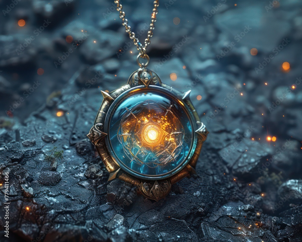 Use digital tools to depict a mystical amulet that holds incredible ...