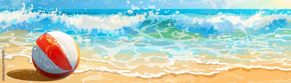 Beach ball clipart bouncing across the sand Stock Illustration | Adobe ...