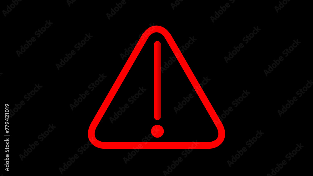 Red warning exclamation mark inside a triangle on a black background ...