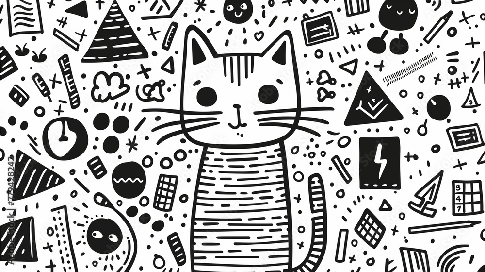 Basic kid-friendly doodle pattern illustrating linear algebra ...