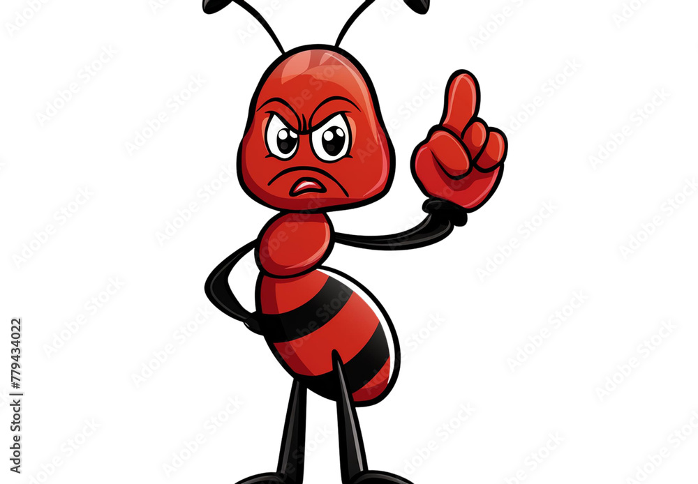 Cute angry ant cartoon character on transparent background Stock ...