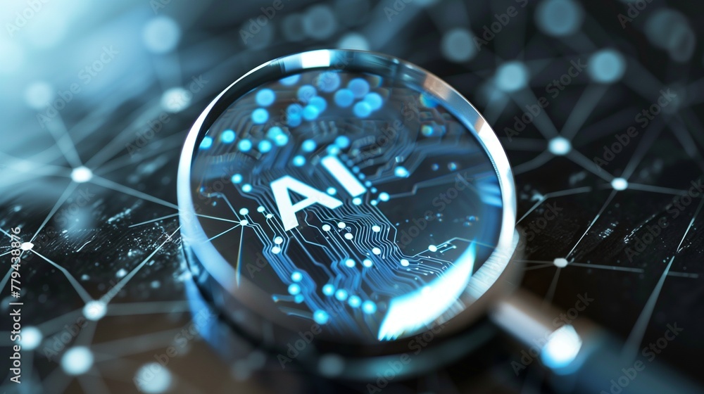 AI-powered image recognition technology, illustrating the creation of deep fake images and the ...