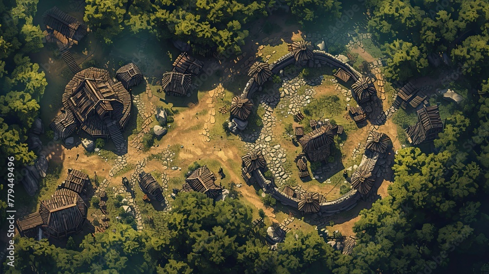 RPG battle map. Fantasy rustic battlefield illustration, cartography ...