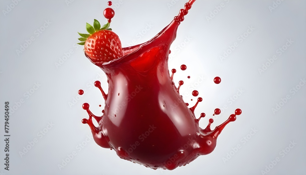 Red berry Jam splash with little bubbles fruit syrup isolated on ...