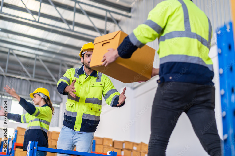 Engineer team cargo shipping transportation ship loading move inventory ...