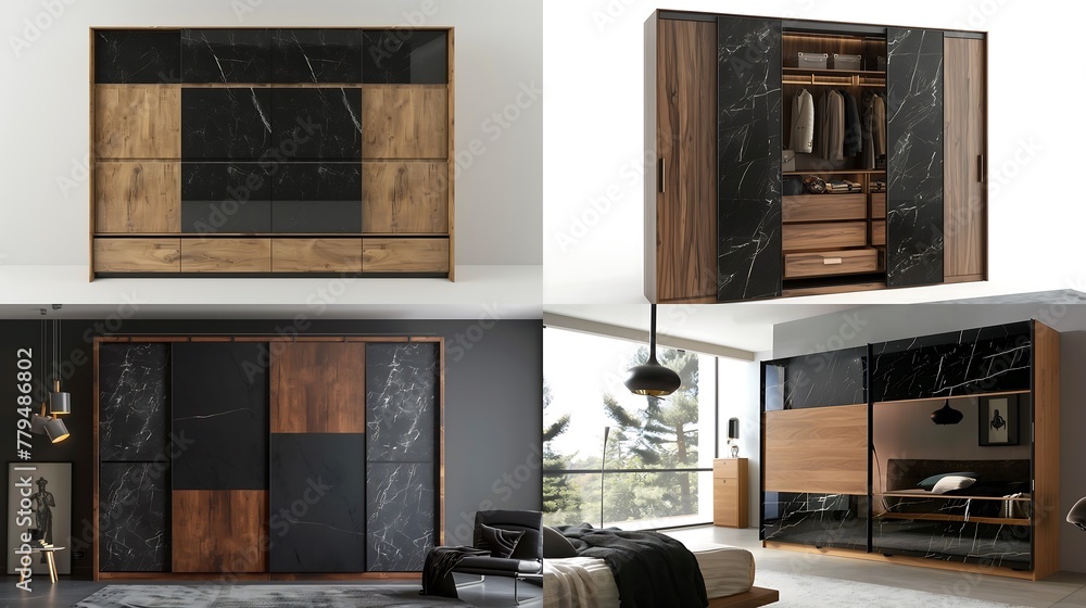 Transforming a wooden wardrobe with black marble doors into a ...