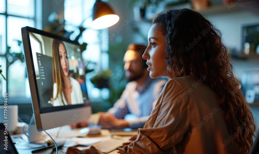 Online meeting, Work at home online group videoconference concept. Call ...