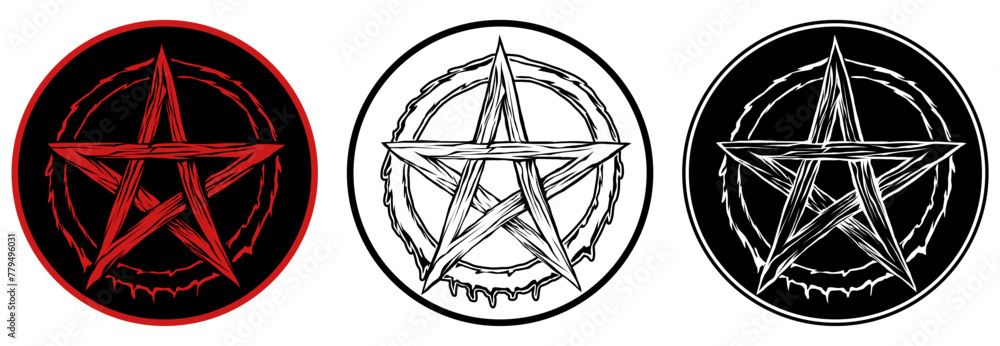 Set sign pentagram symbol. pentacle logo pictogram design vector ...