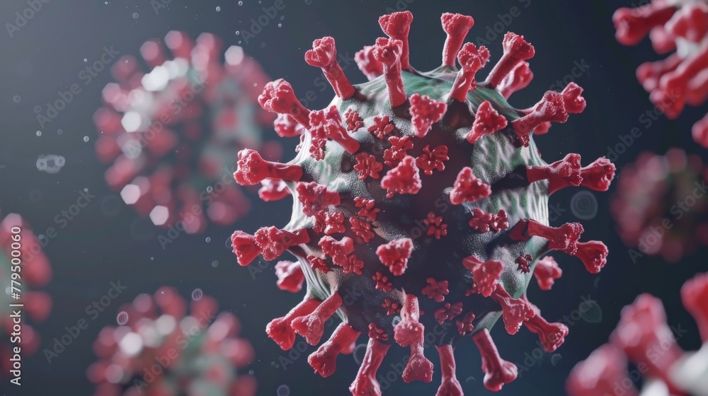 A close-up of a virus, showing its structure and how it replicates. The ...