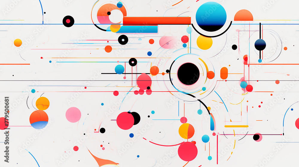 beautiful colorful background made of dots and lines on a white ...