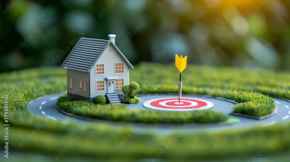 Successful real estate sales concept, featuring a symbolic arrow ...