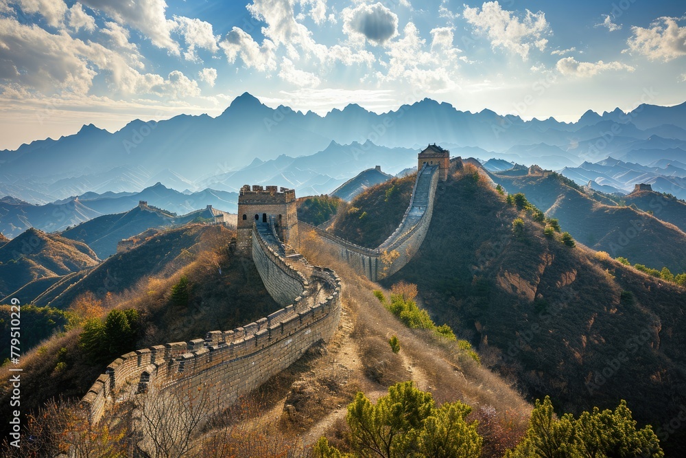Great Wall of China, The Great Wall of China snaking through mountains ...