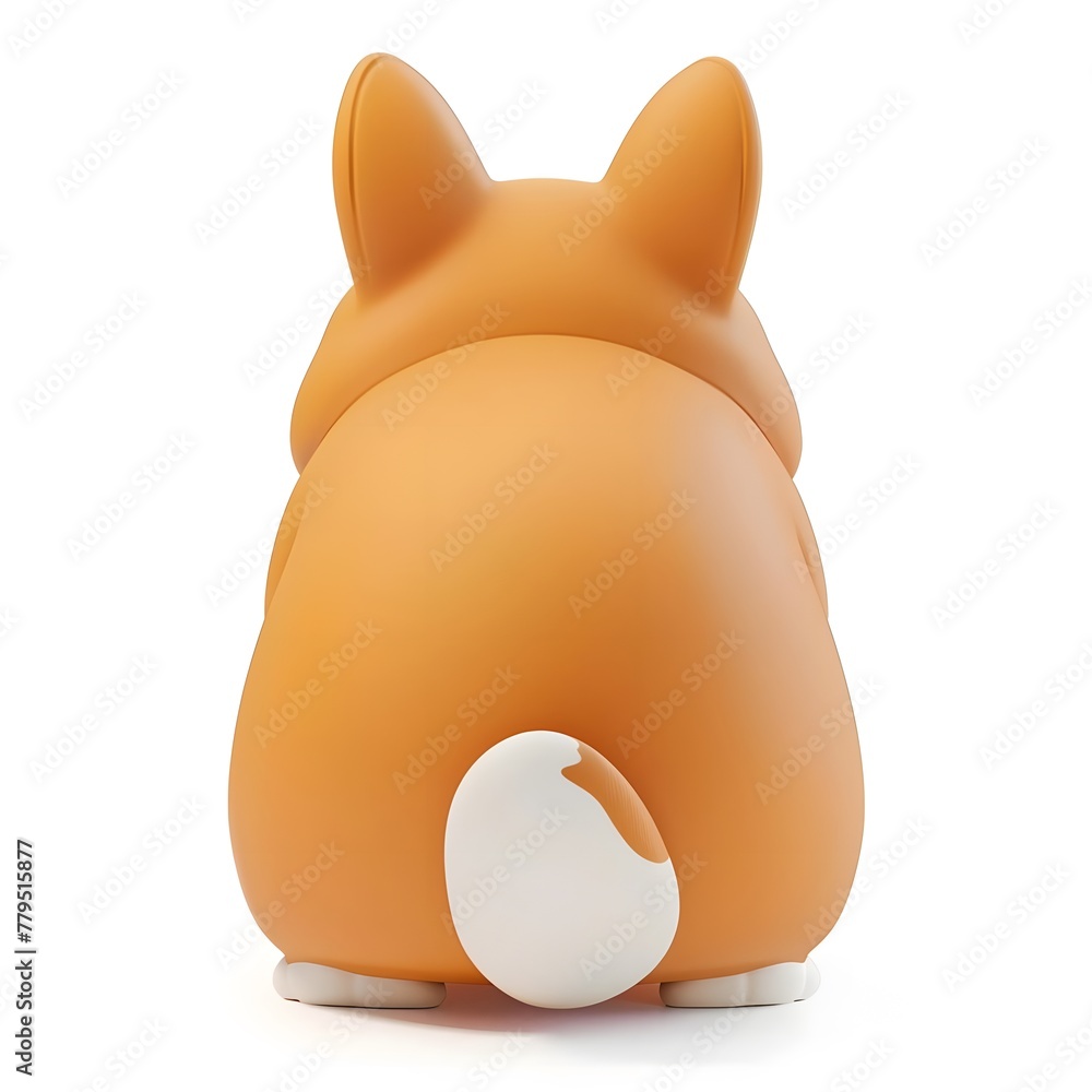 3D render of a cute and funny kawaii fluffy corgi puppy in a playful ...